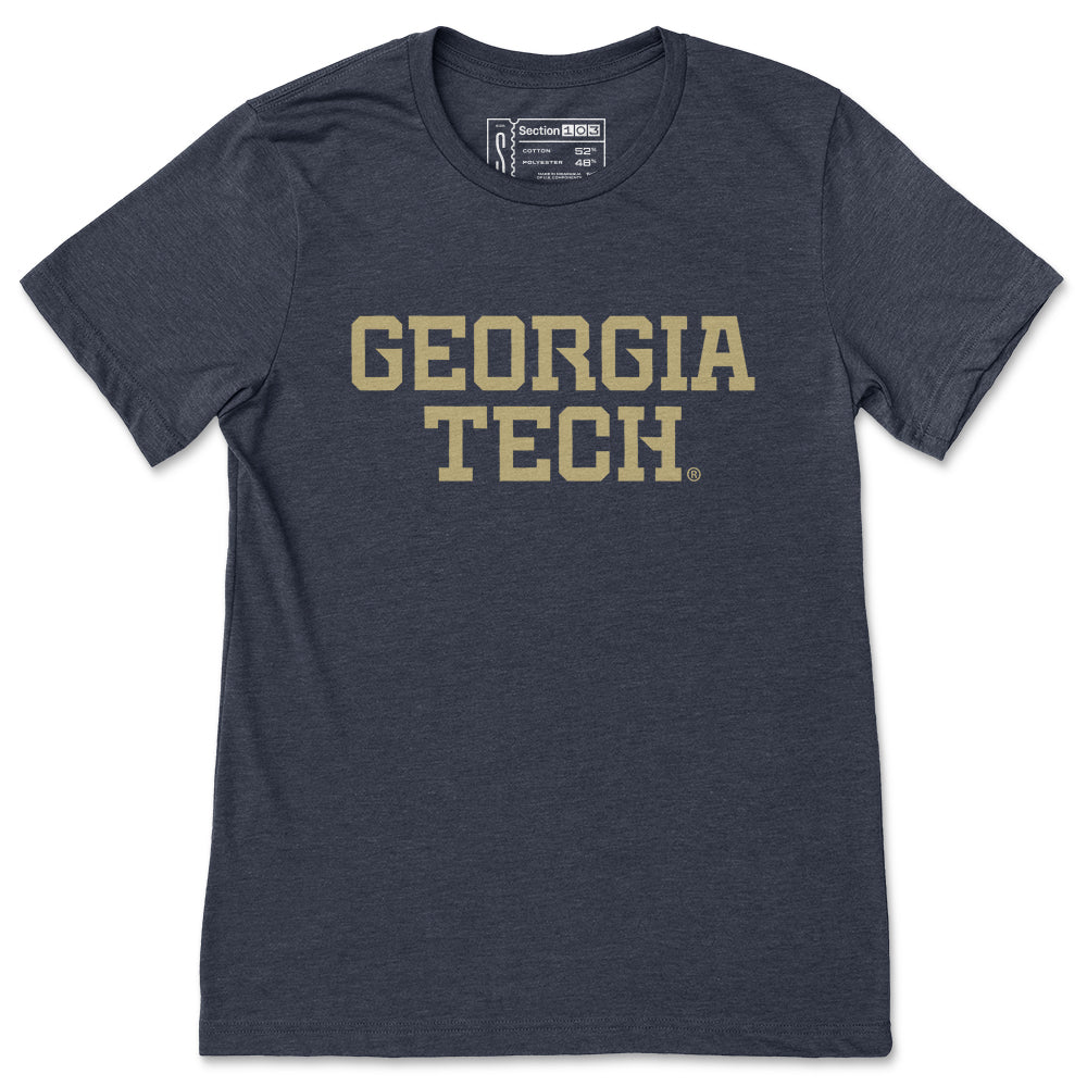 Georgia Tech Wordmark T-Shirt, Navy – Section 103